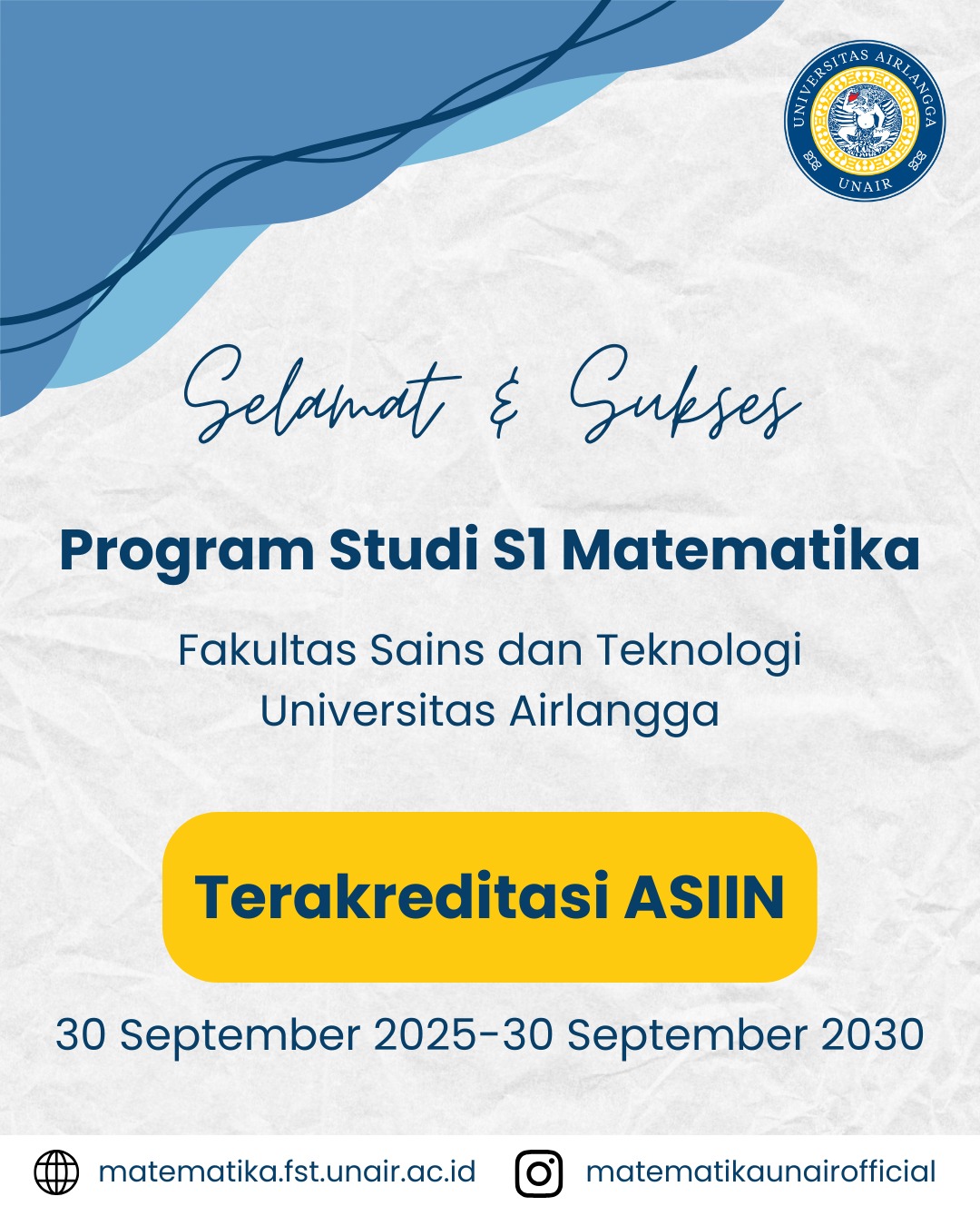 Program Studi Matematika FST UNAIR Raih Akreditasi Internasional ASIIN ...